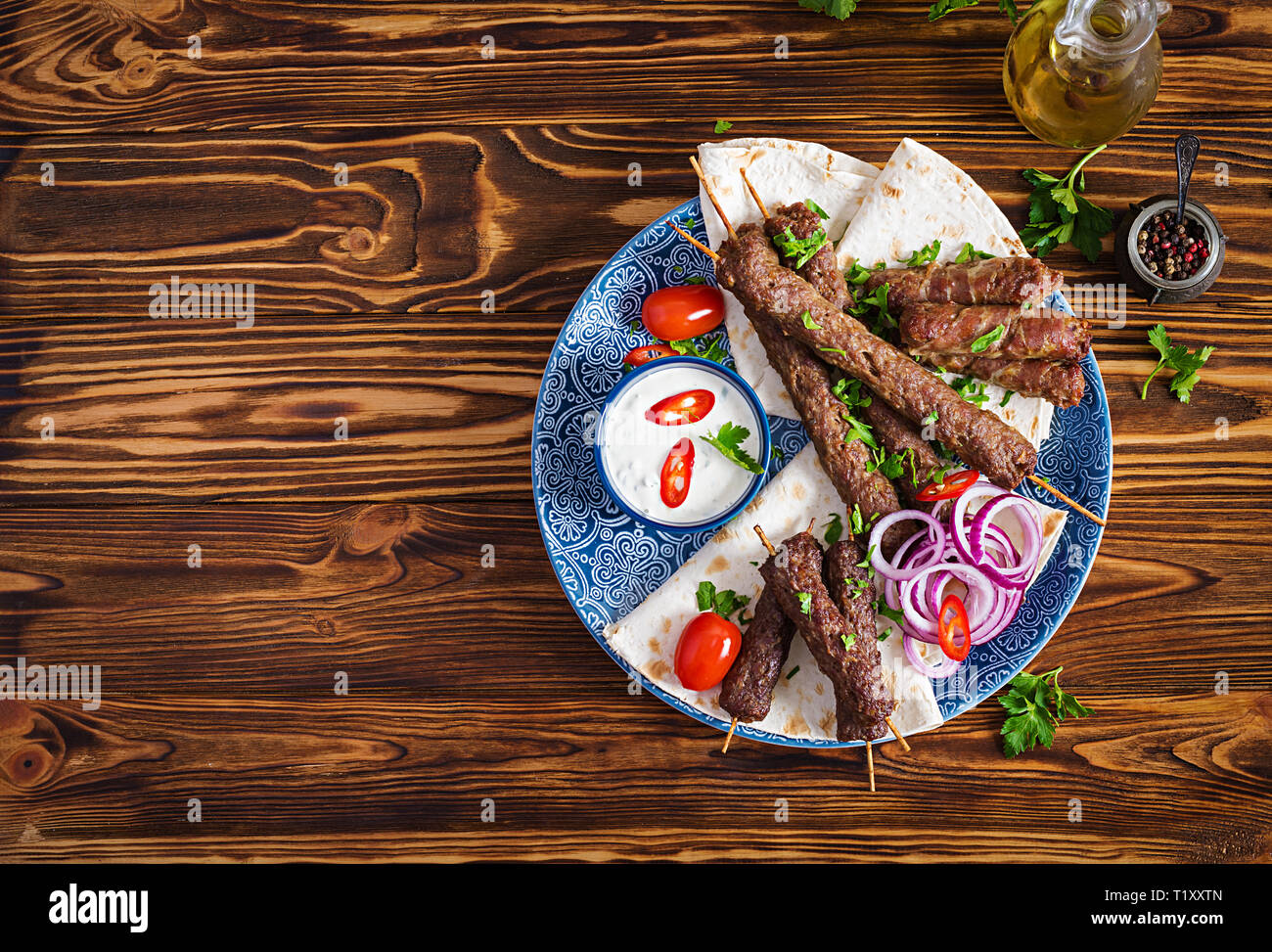 Turkish and Arabic Traditional Ramadan mix kebab plate. Kebab adana ...