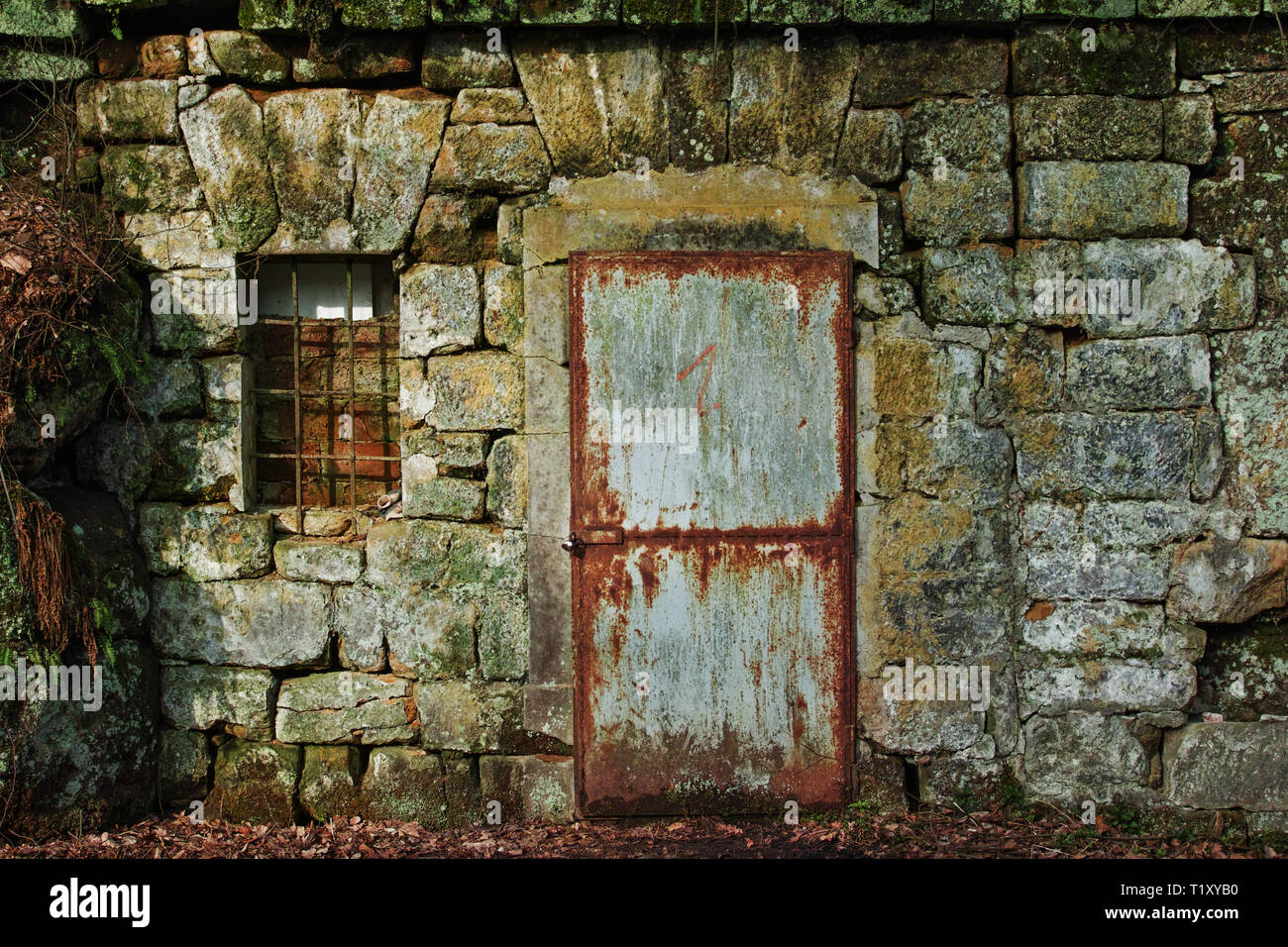 old door and window of brick building Stock Photo - Alamy