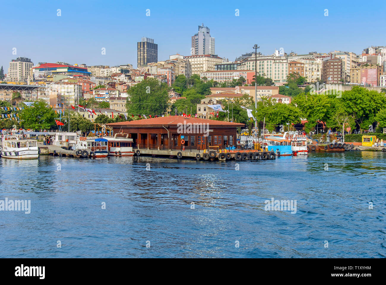 Istanbul, Turkey, 17 May 2015: Kasimpasa Ship Port, Golden Horn, Halic ...
