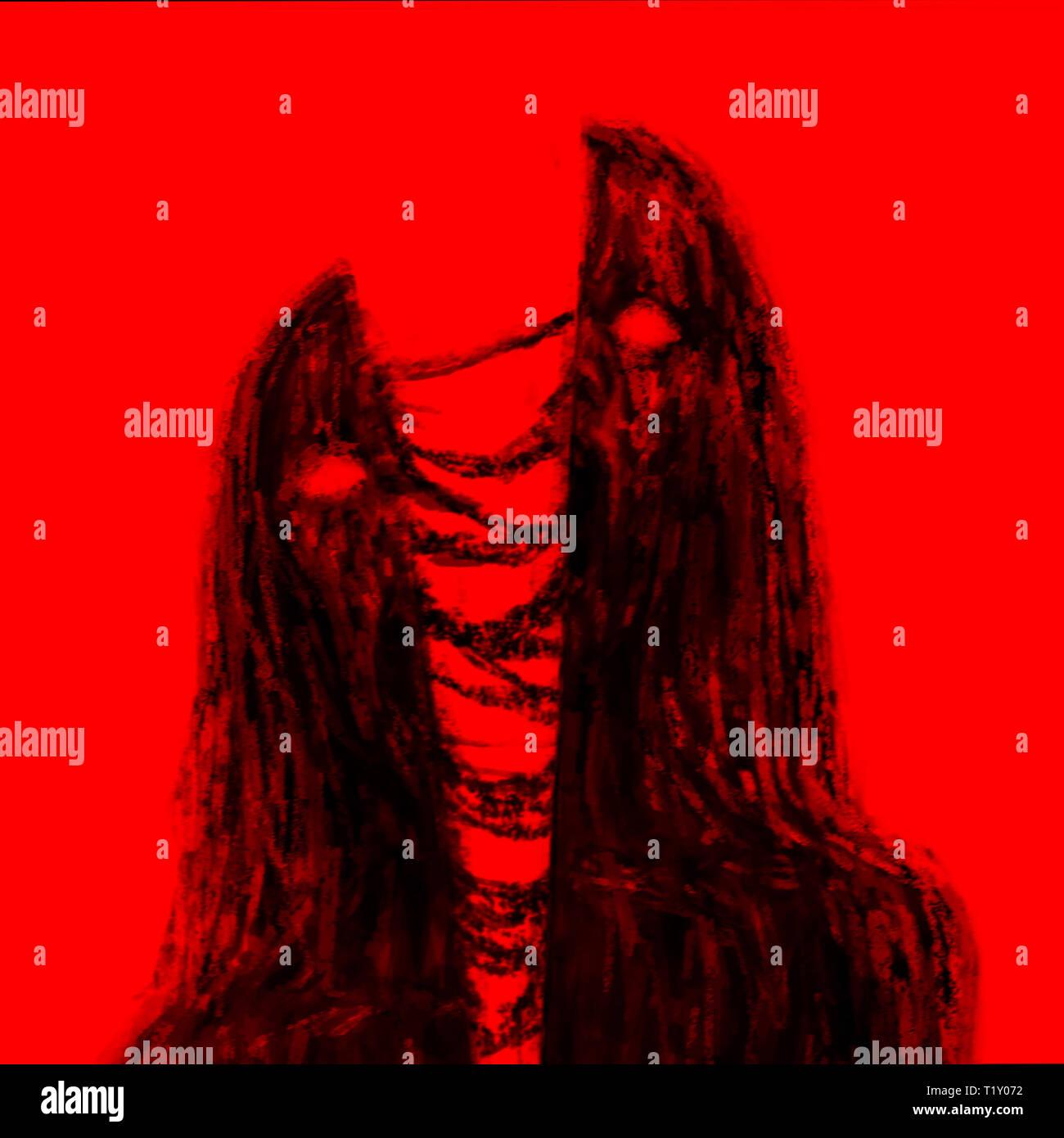 Chopped by sword vampire girl. Illustration in the horror genre. Horror ...