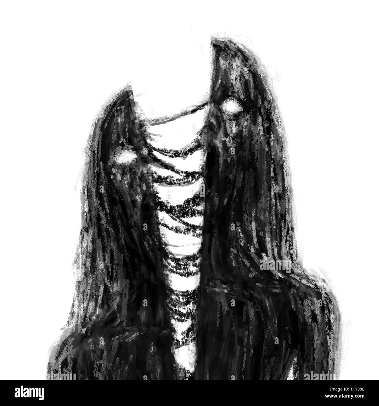 Vampire Girl Black And White