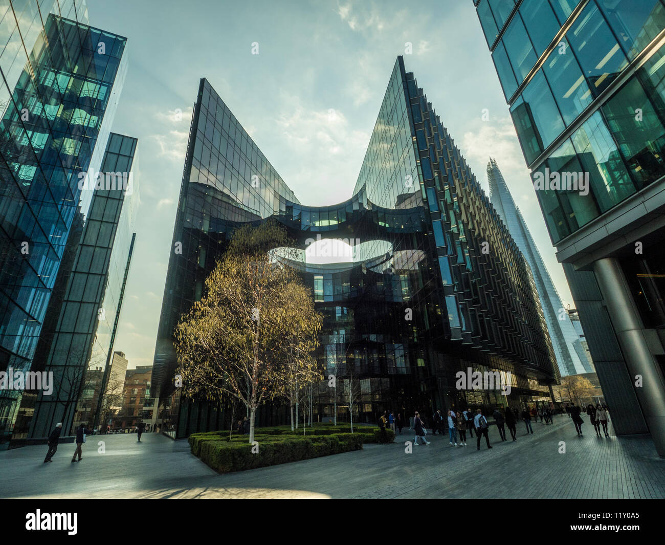 Business buildings in the Southwark area of London with The Shard ...