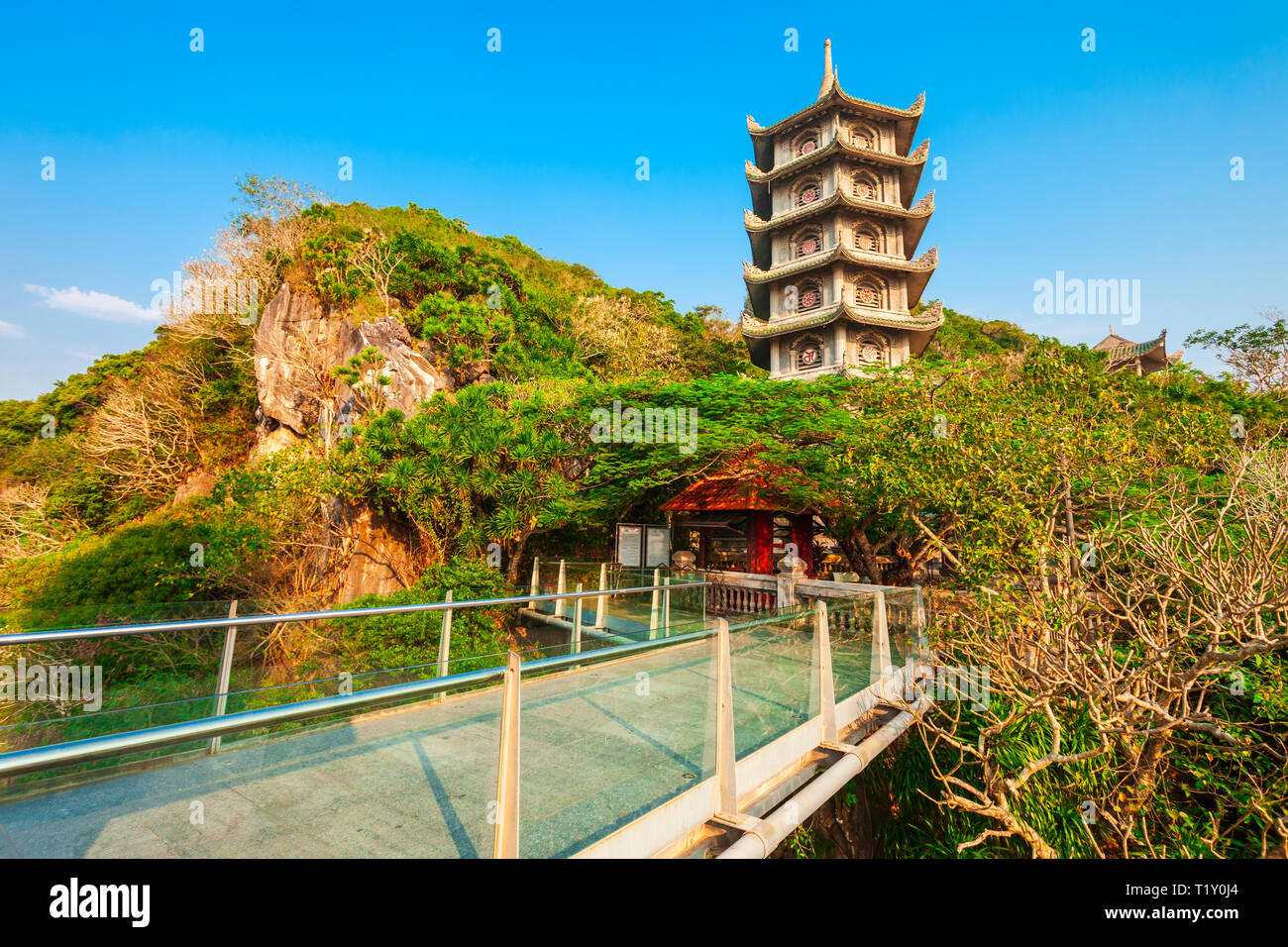 Temple pagoda at the marble mountains in Danang city in Vietnam Stock ...