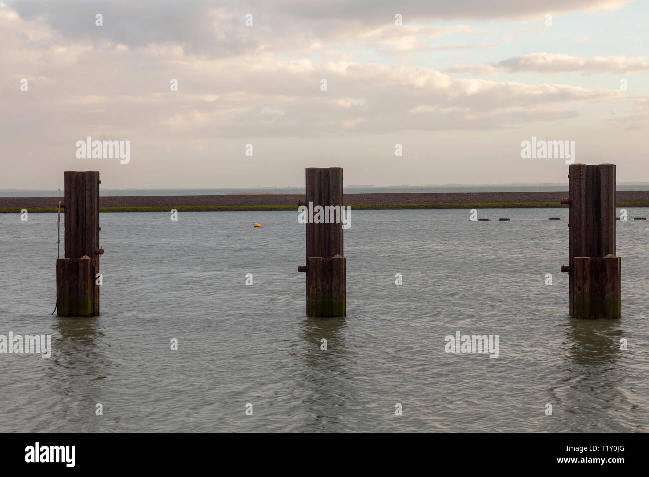 old wooden docks into the sea,Zeeland,Netherlands Stock Photo - Alamy