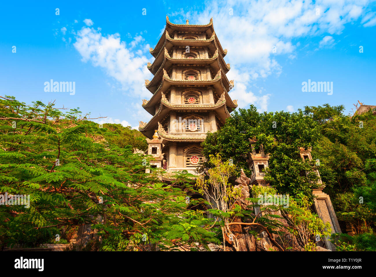 Temple pagoda at the marble mountains in Danang city in Vietnam Stock ...