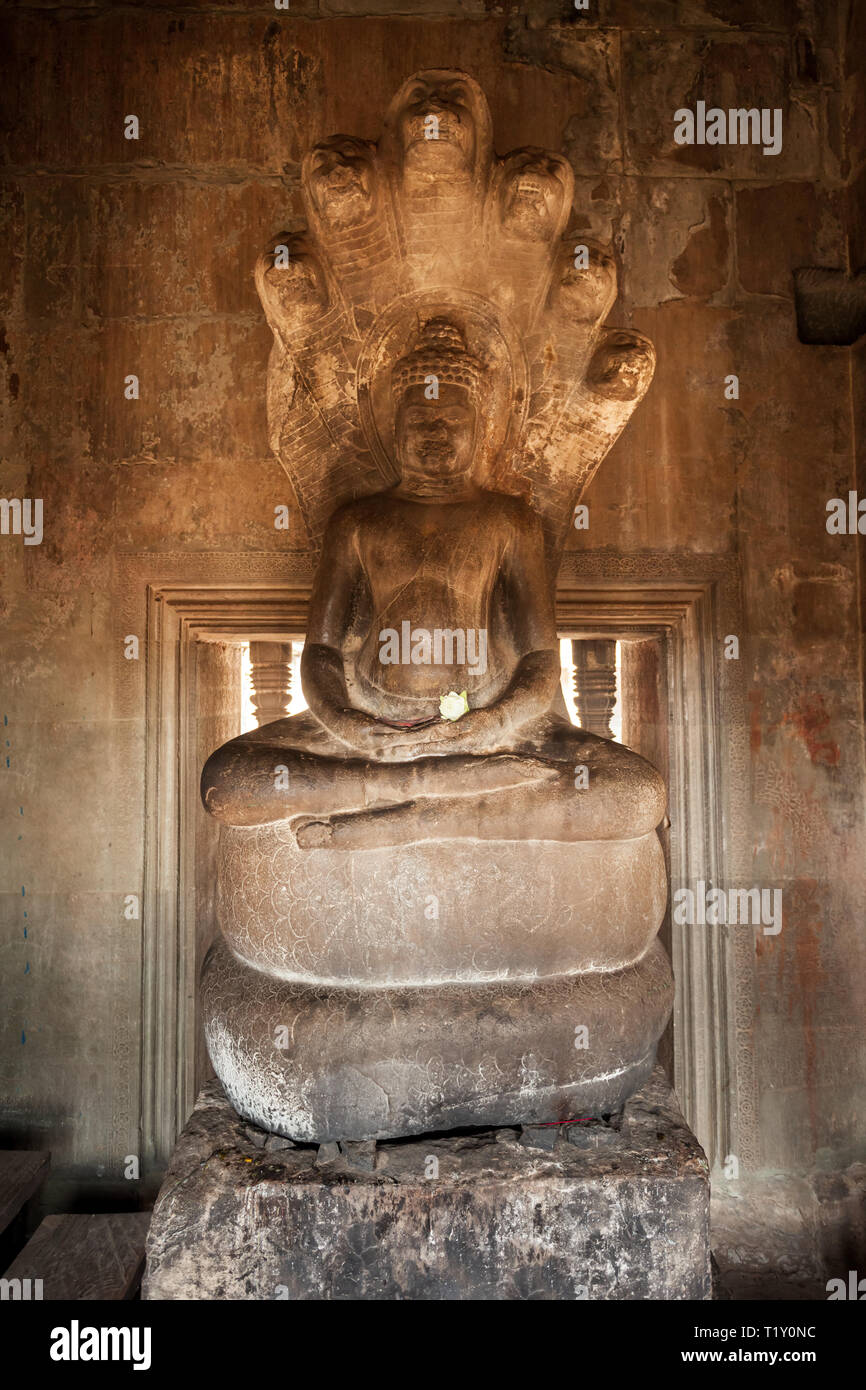 Buddha statue at Angkor Wat temple in Siem Reap in Cambodia. Angkor Wat ...