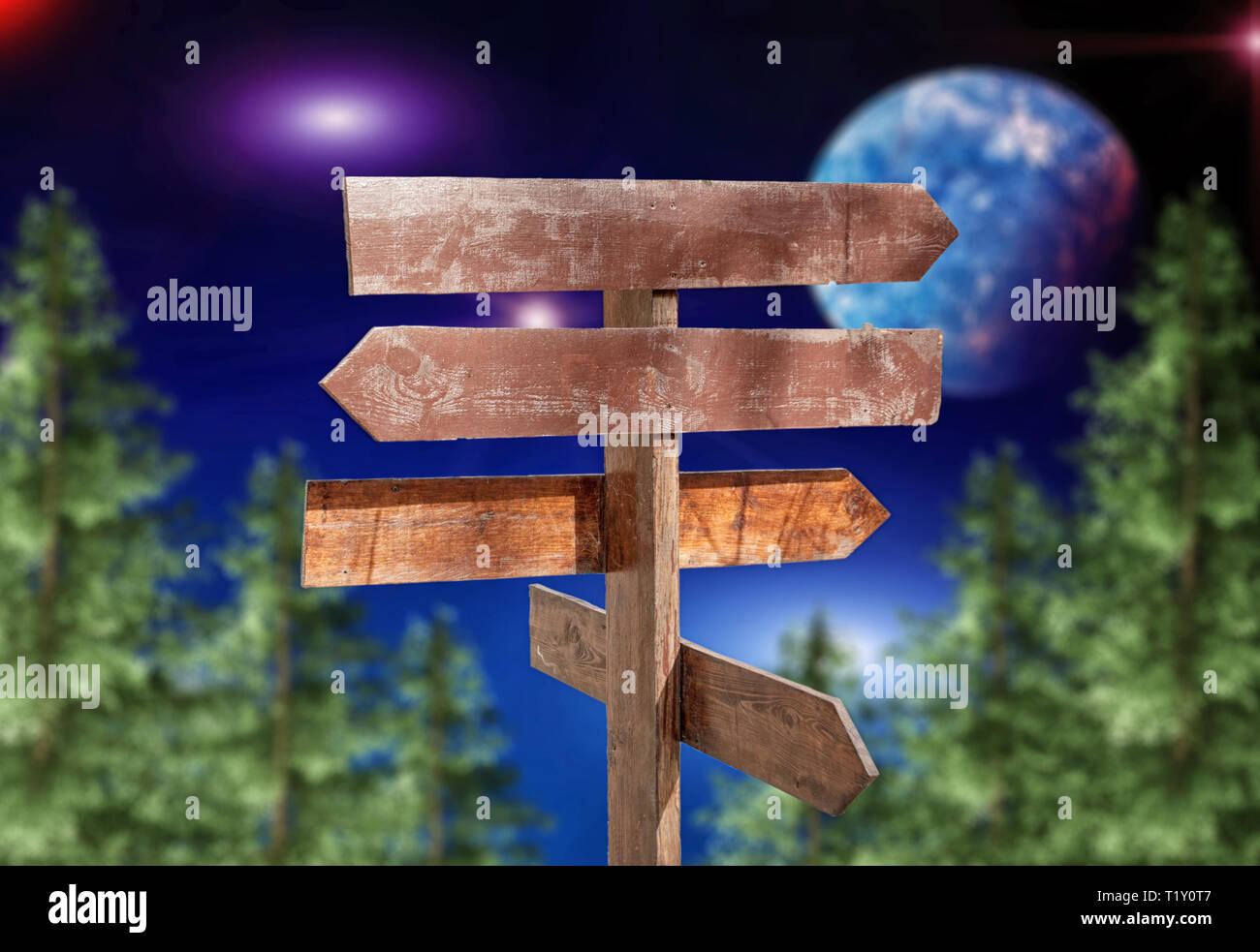 Wooden arrow sign pointing destination hi-res stock photography and ...