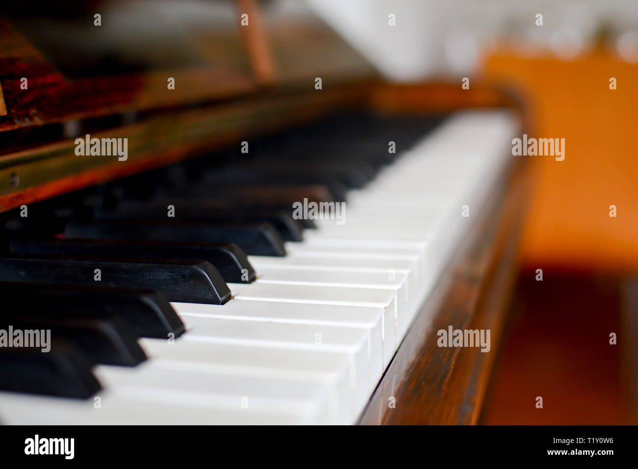 Piano keyboard of a classic wooden piano Stock Photo - Alamy