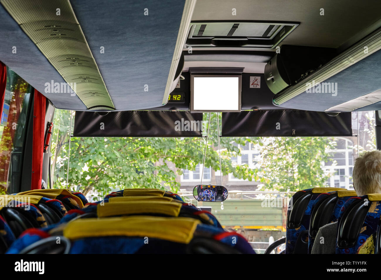 Inside bus advertising hi-res stock photography and images - Alamy