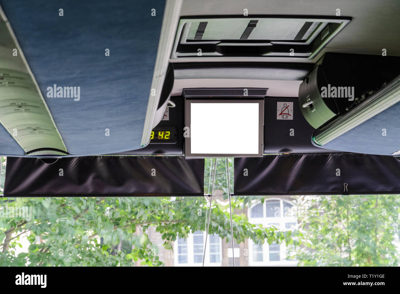 Blank tv on a bus , place for text . for your advertising and ads Stock ...