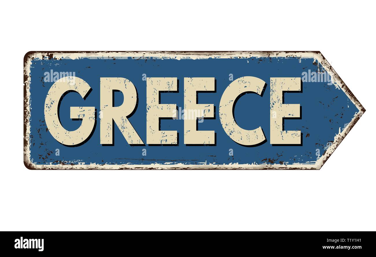 Greece vintage rusty metal sign on a white background, vector ...