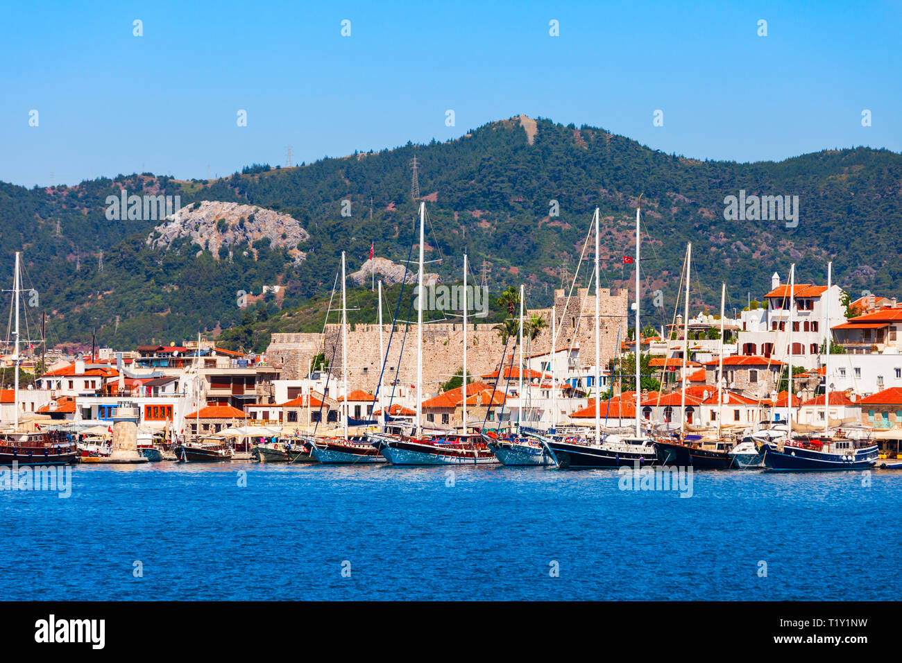 Marmaris Castle aerial panoramic view, located in Marmaris city in ...