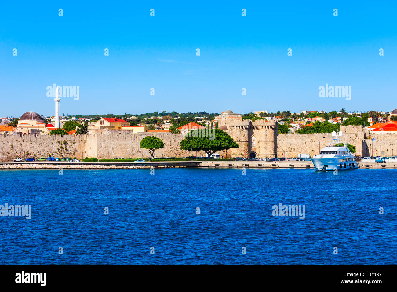 Rhodes old town aerial panoramic view in Rhodes island in Greece Stock ...