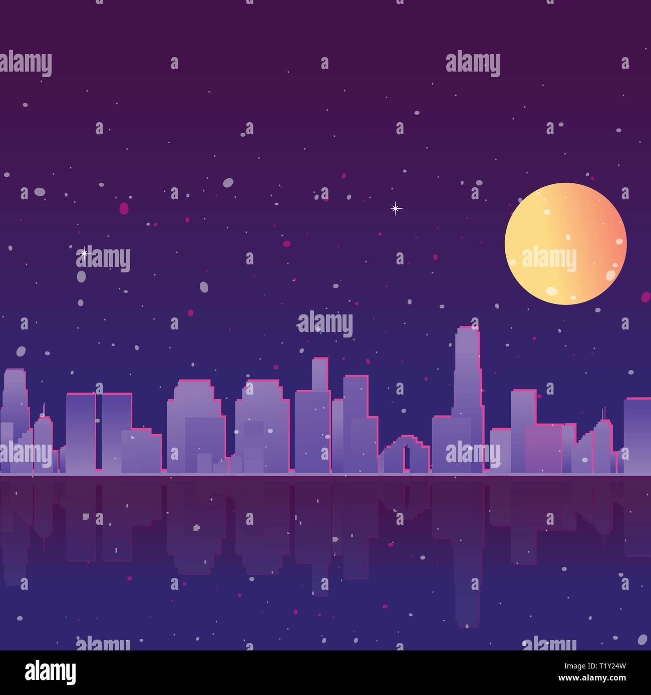 Neon City Moon Sci Fi Neon City | CGTrader