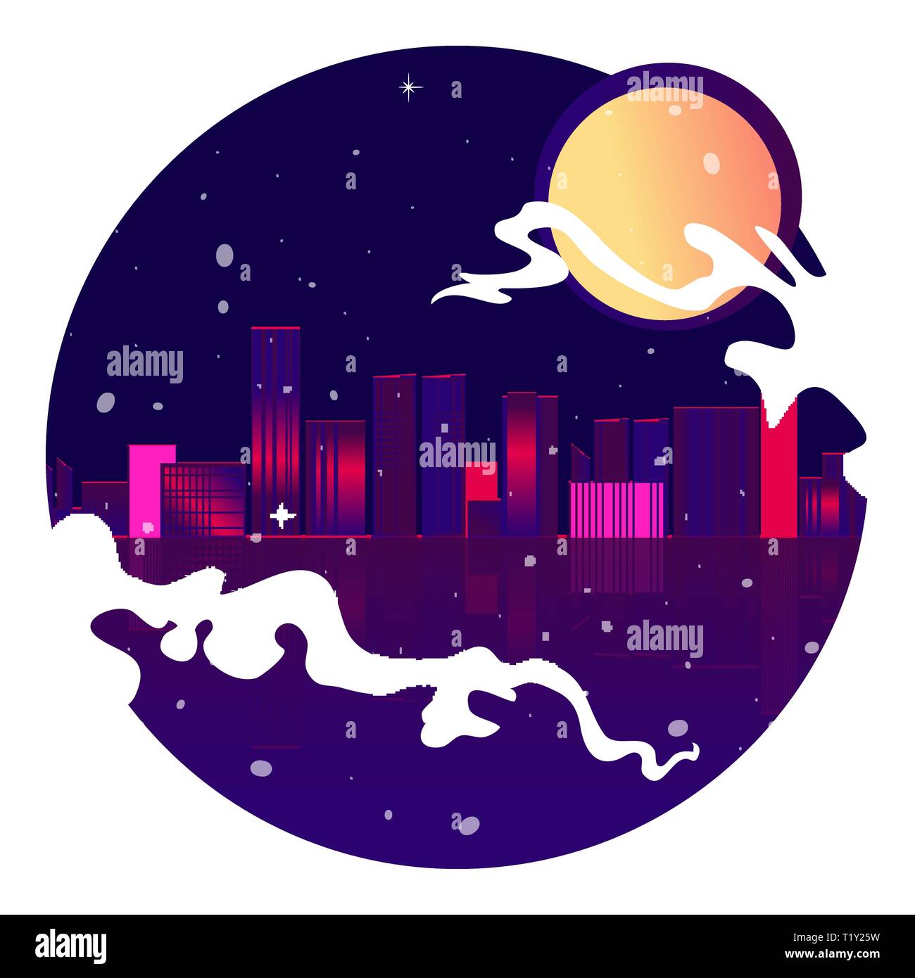 Neon City Moon Sci Fi Neon City | CGTrader