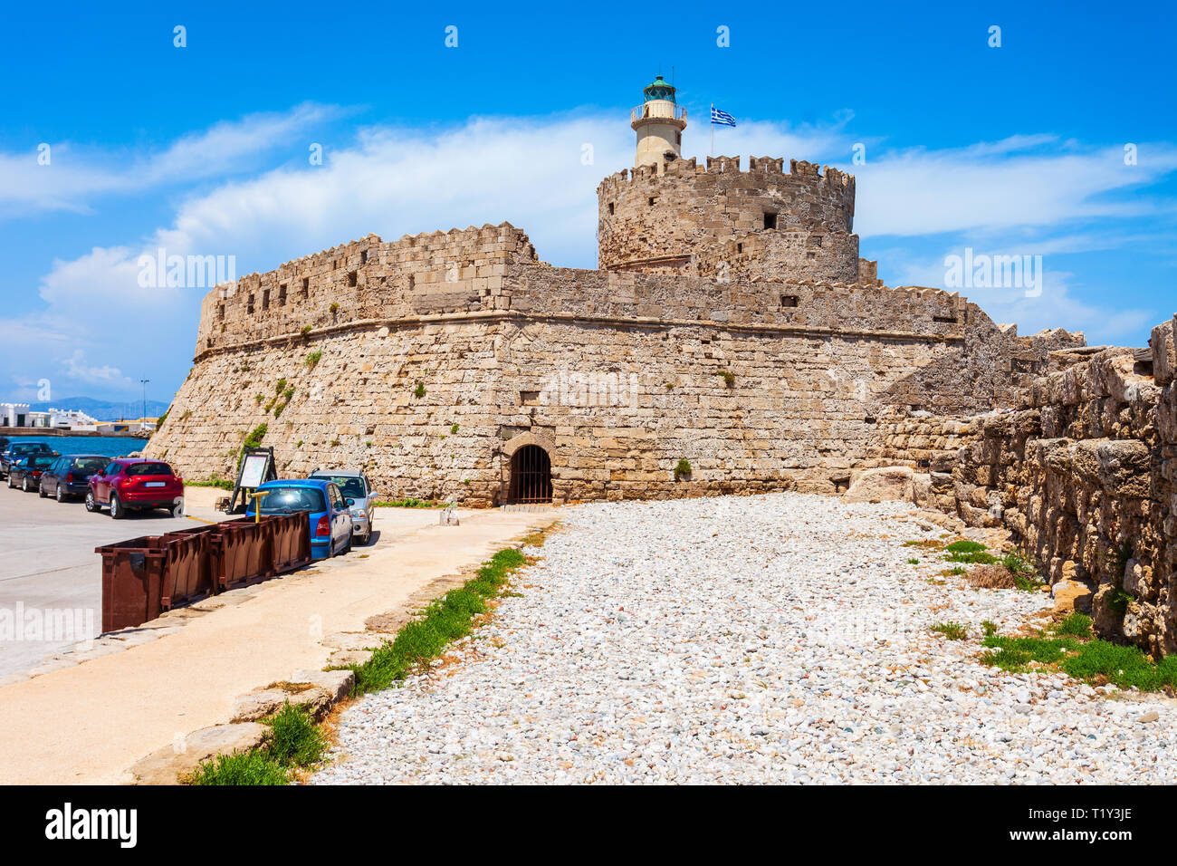 Saint Nicholas Fort guards the Mandraki harbour in Rhodes city, capital ...