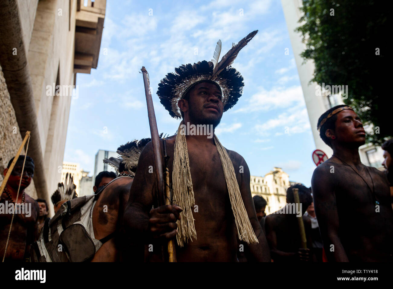 Sao Paulo, Brazil. 28th Mar, 2019. Guarani Indians threaten to invade ...