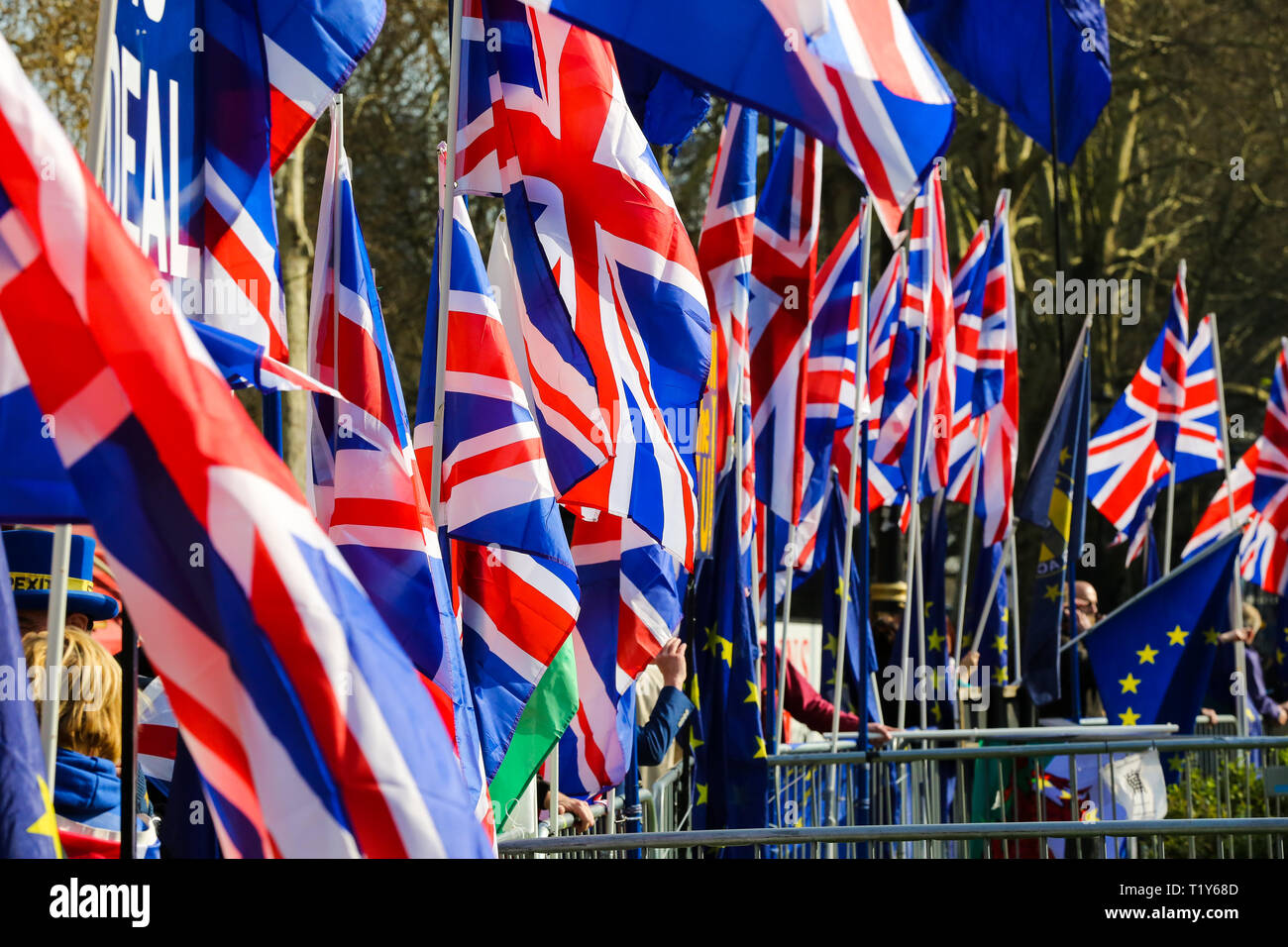 Number of Union Jack flags are seen hanging outside the Houses of ...