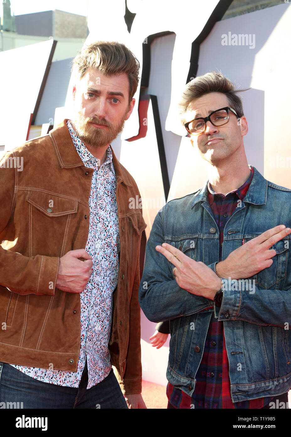 Hollywood CA March 28: Rhett & Link, arrives for Warner Bros. Pictures ...