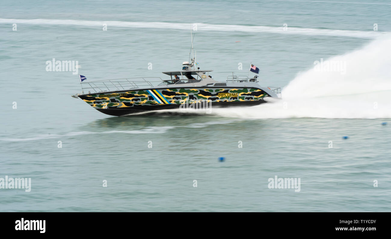 LANGKAWI, MALAYSIA : MARCH 28, 2019 : Malaysian Customs fast boat ...