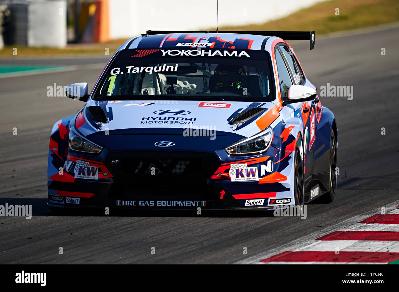 Barcelona, Spain. 29 March, 2019. Gabriele Tarquini (ITA), Hyundai i30 ...