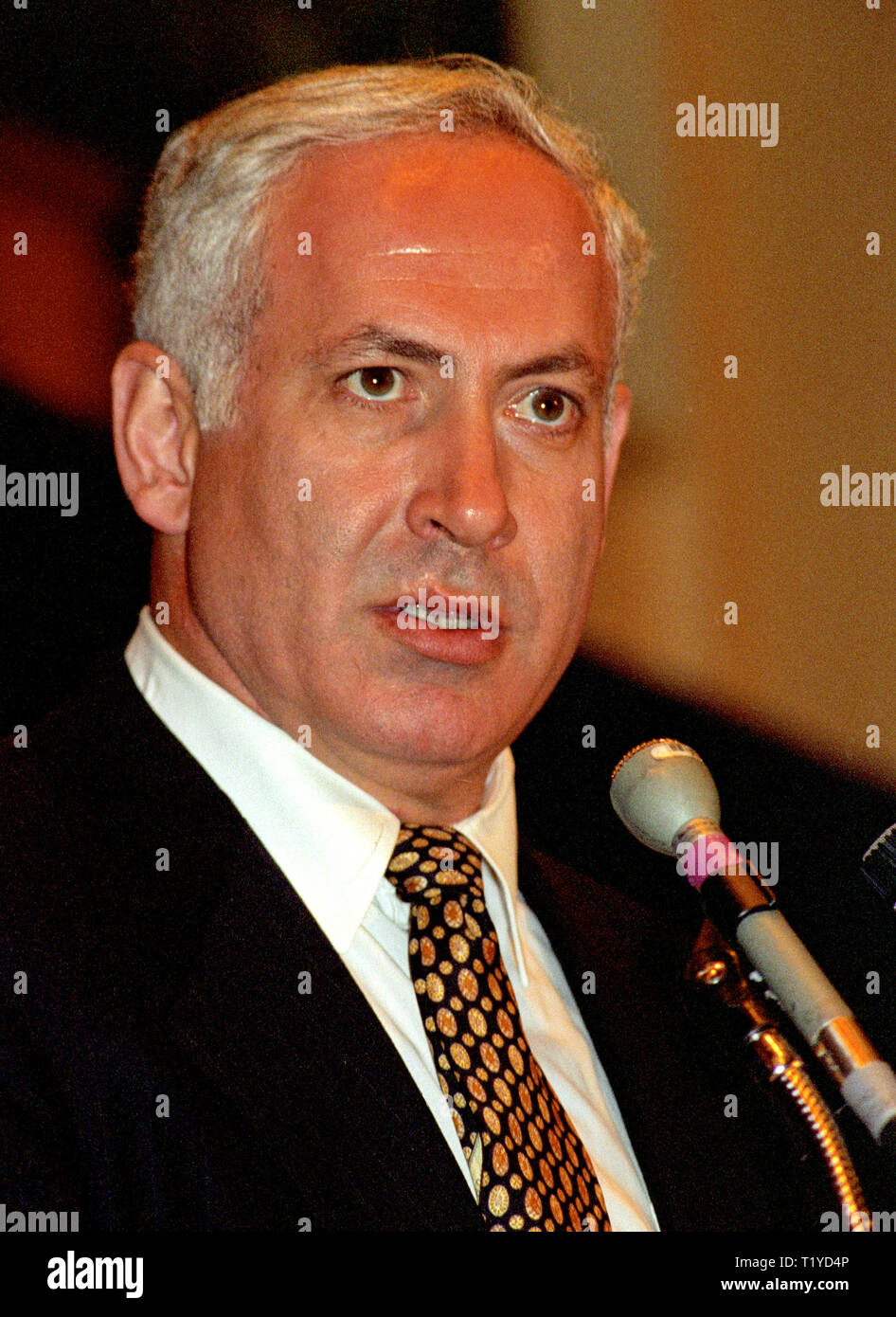 Prime Minister Benjamin Netanyahu of Israel speaks at the National ...
