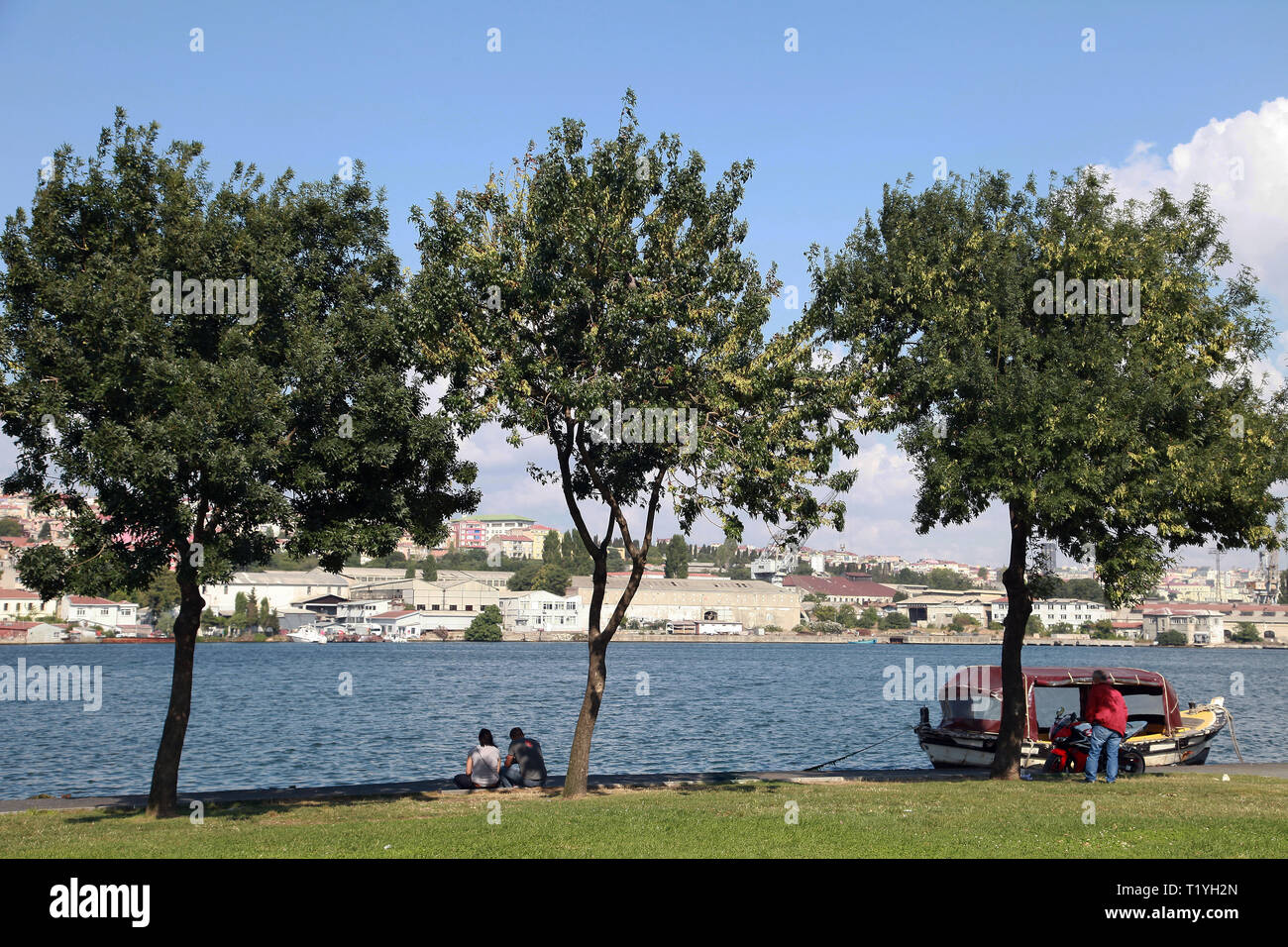 Balat District Seaside at Halic (Golden Horne) in Istanbul, Turkey ...