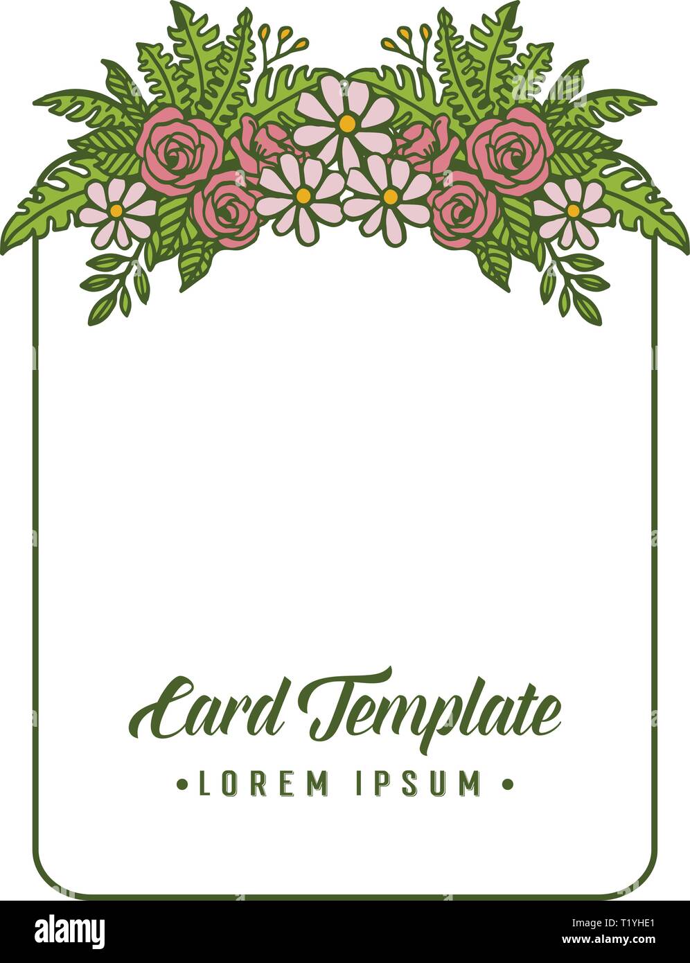 Vector illustration texture pink rose flower frame for writing of card ...