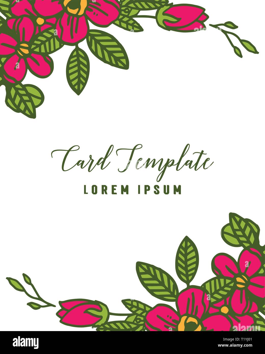 Vector illustration abstract bright pink flower frame for card template ...