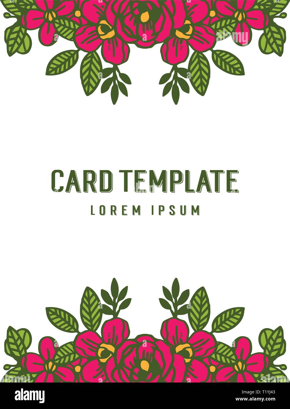 Vector illustration abstract bright pink flower frame for card template ...