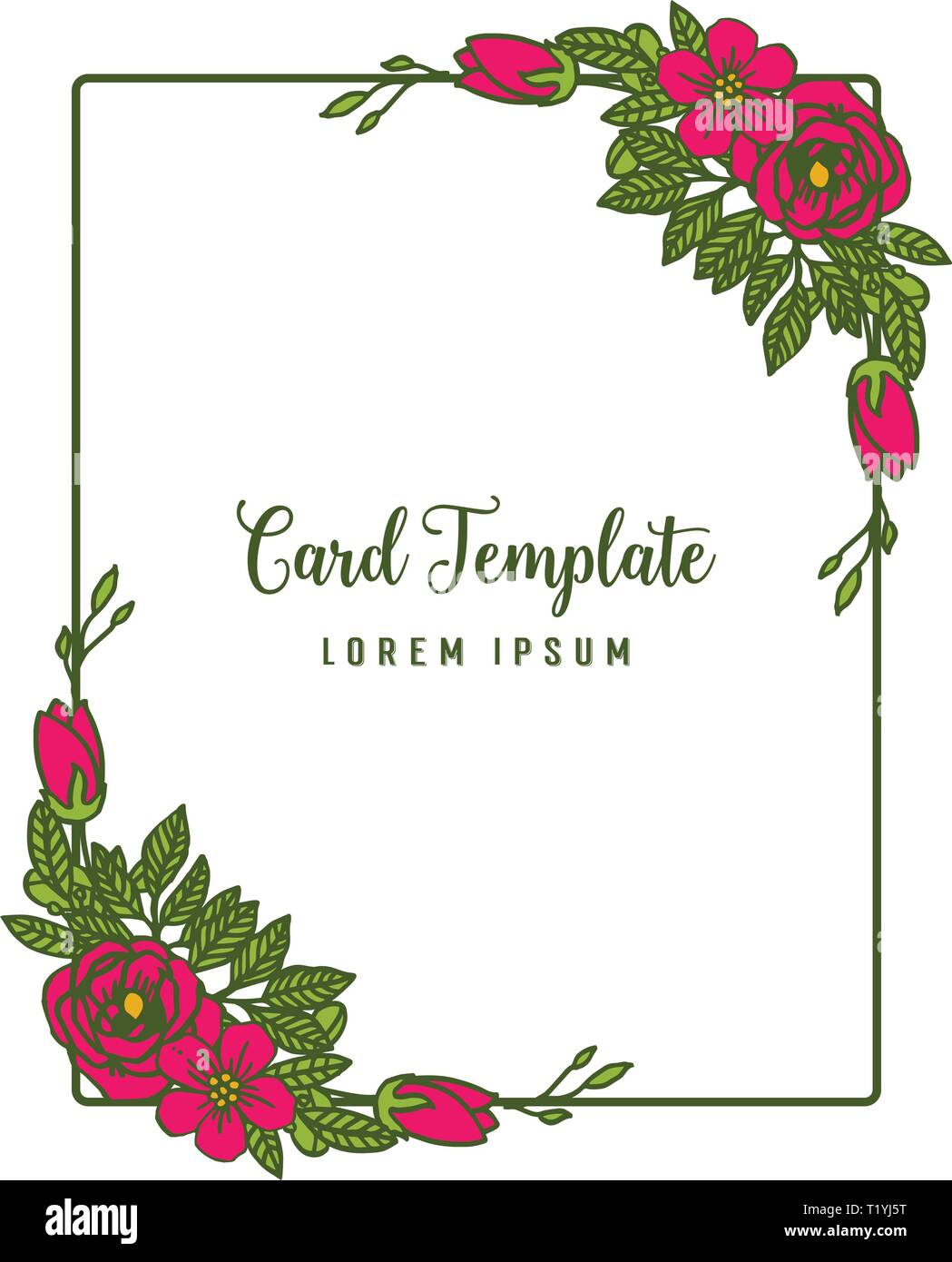Vector illustration abstract bright pink flower frame for card template ...