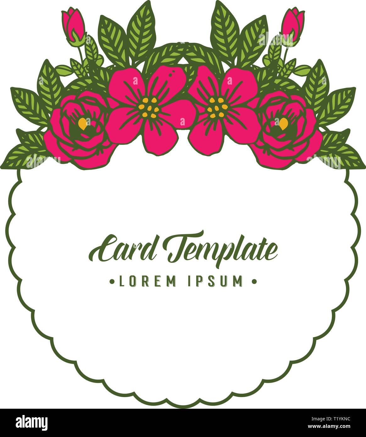 Vector illustration artwork leaf flower frame blooms with invitation ...