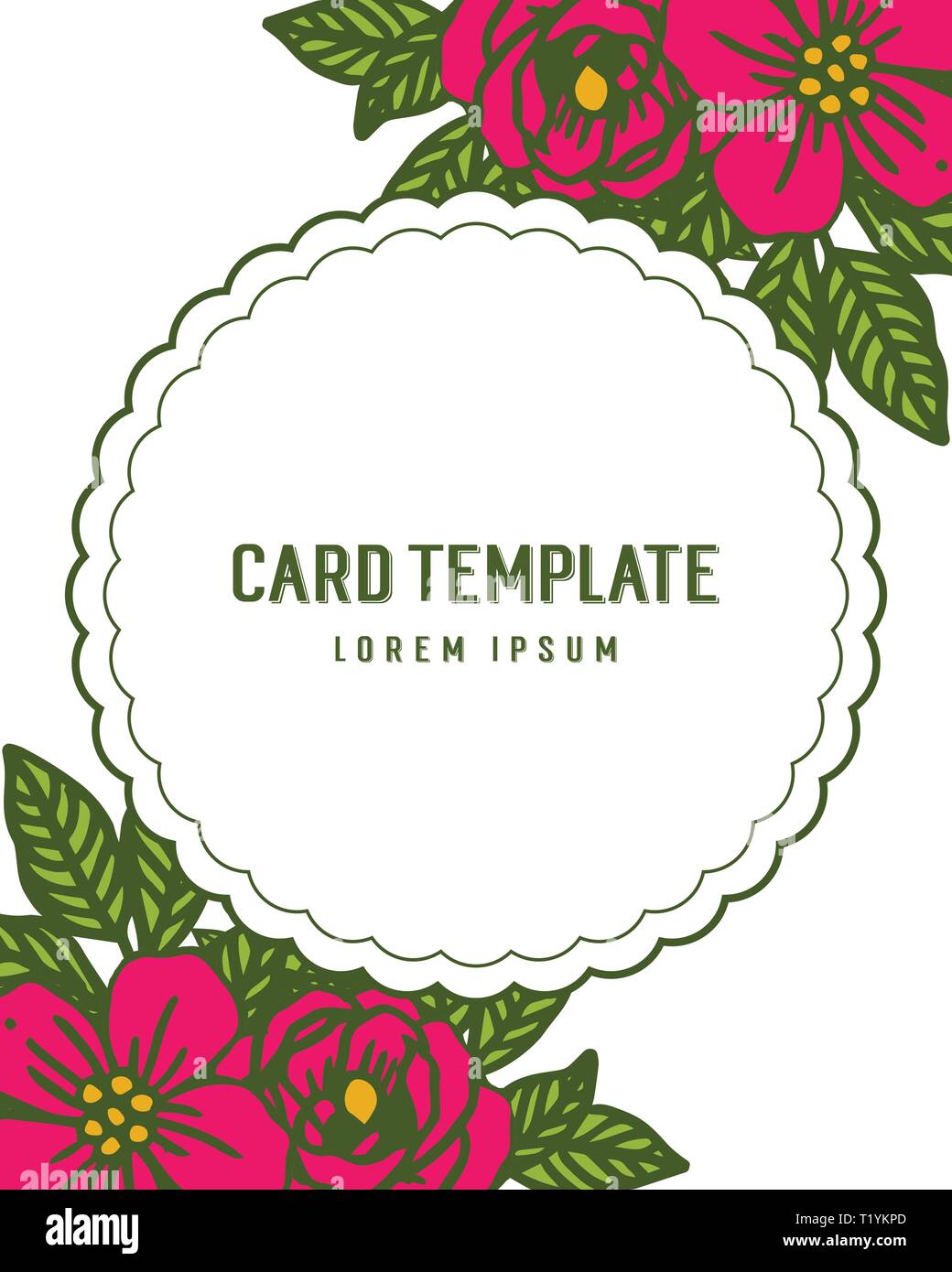 Vector illustration artwork leaf flower frame blooms with invitation ...