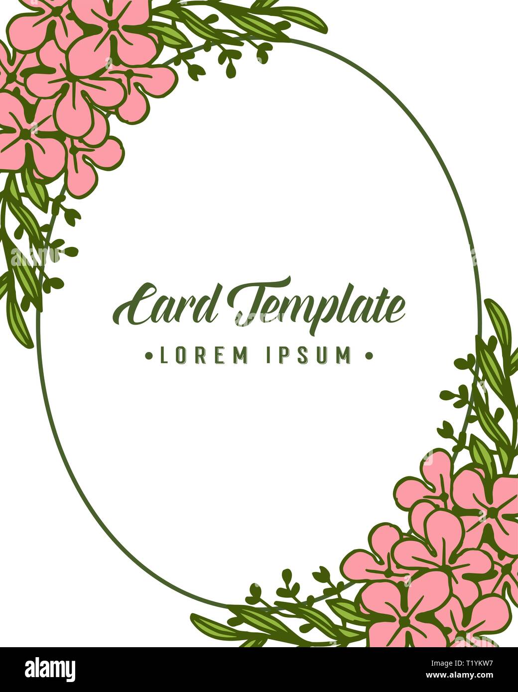 Vector illustration beautiful pink flower frame with template cards ...