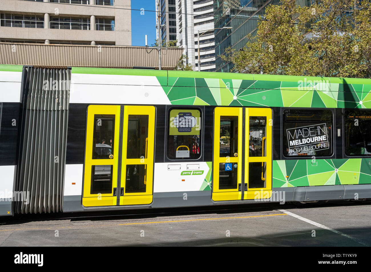 Public transport tram train in Melbourne city centre,Victoria,England ...