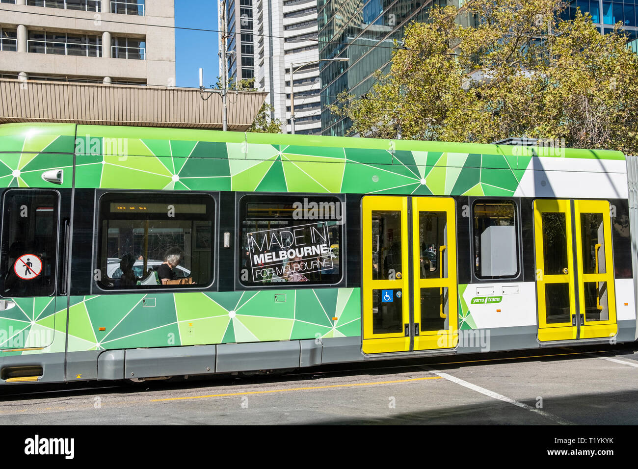 Public transport tram train in Melbourne city centre,Victoria,England ...