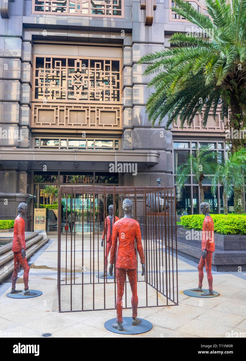 Italian sculptor Roberto Barni sculpture Clandestini at plaza of ...