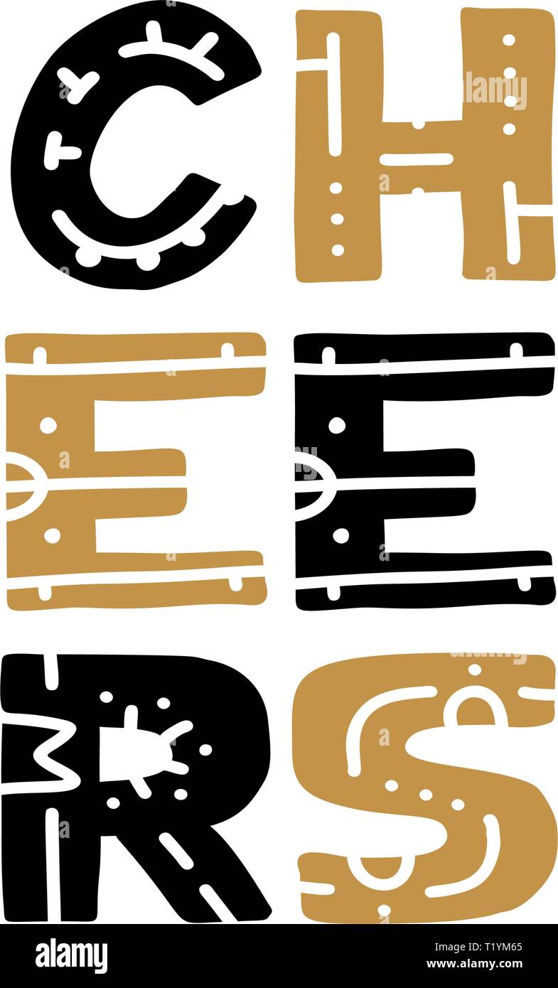 Cheers hand written lettering on white background. Modern hand draw ...