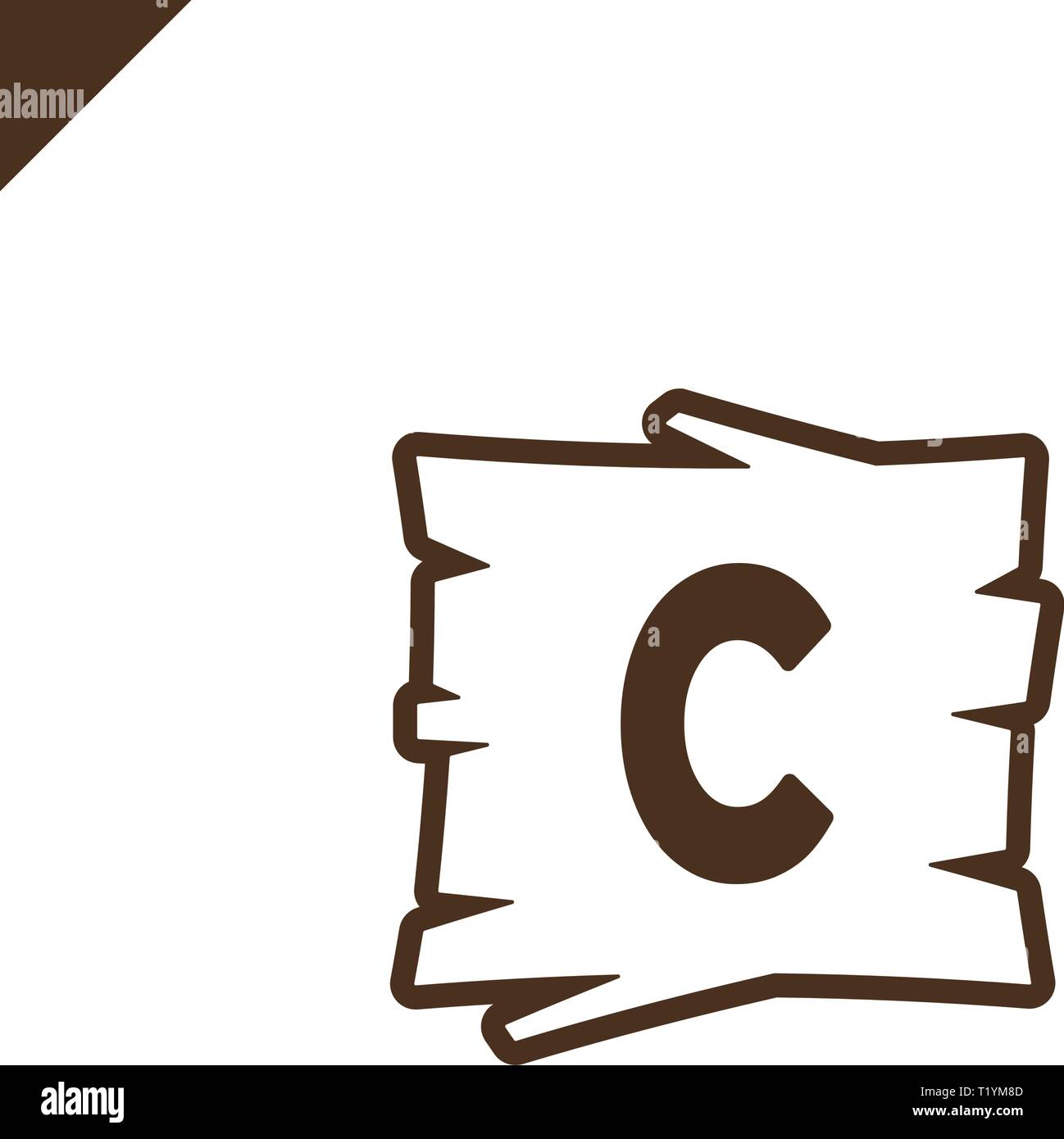 Wooden alphabet or font blocks with letter c in wood texture area with ...