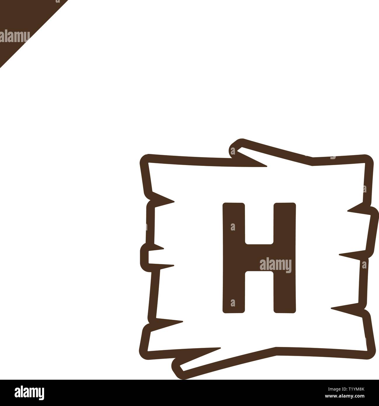 Wooden alphabet or font blocks with letter h in wood texture area with ...