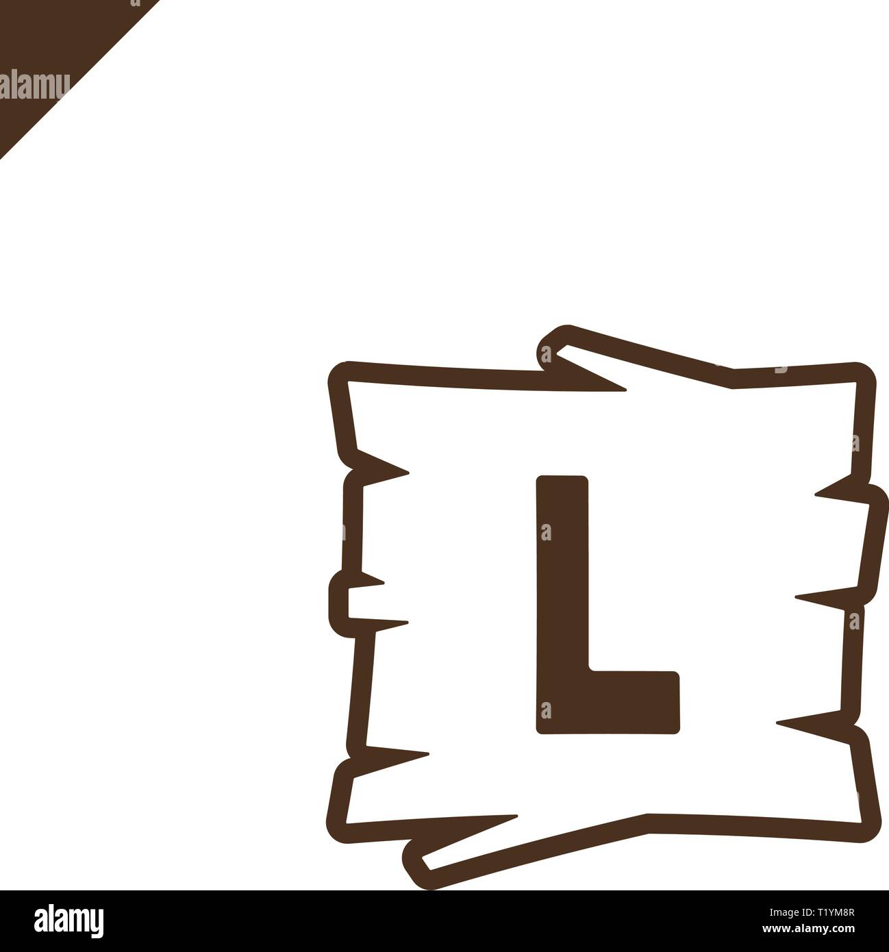 Wooden alphabet or font blocks with letter l in wood texture area with ...