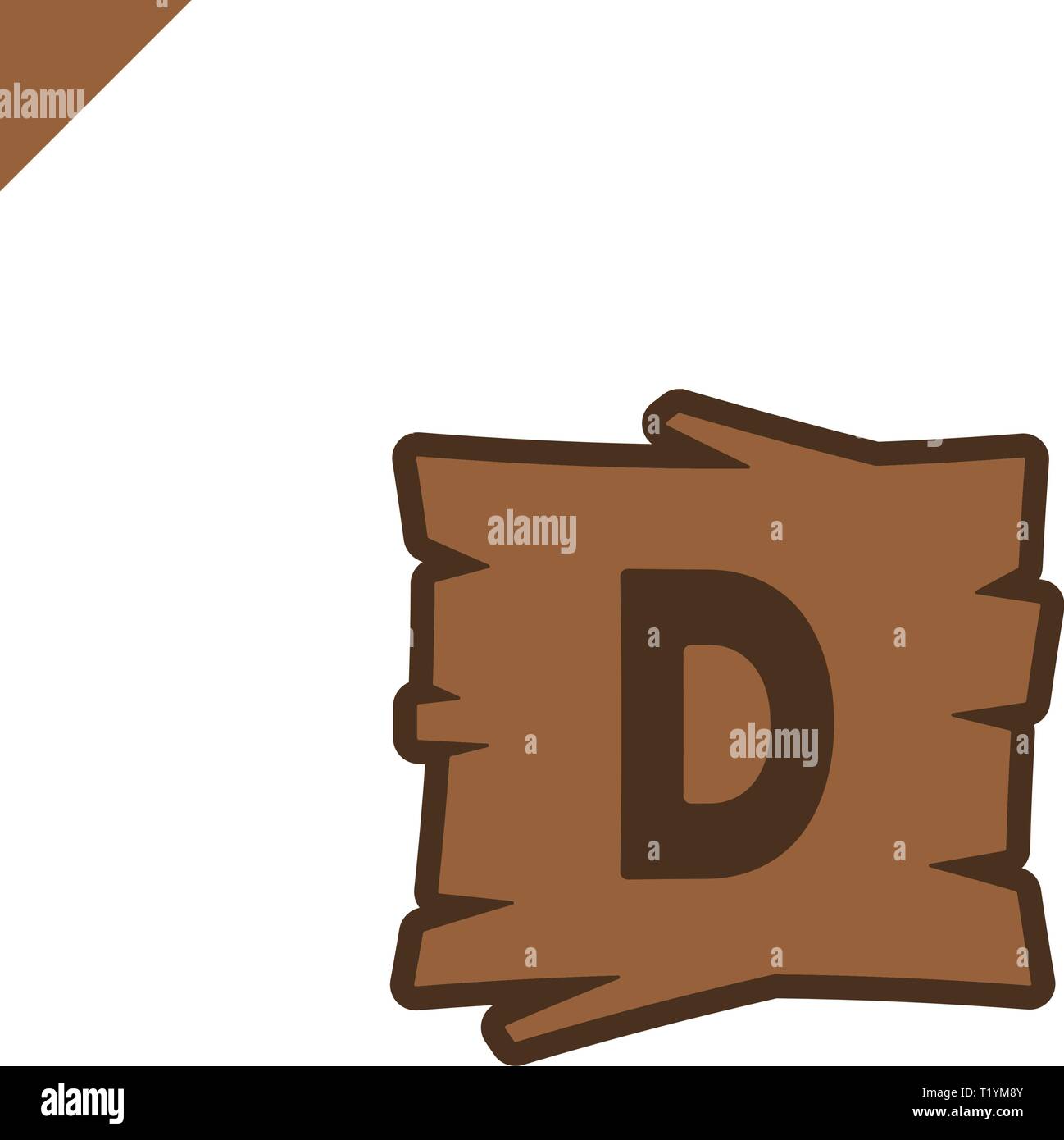 Wooden alphabet or font blocks with letter d in wood texture area with ...