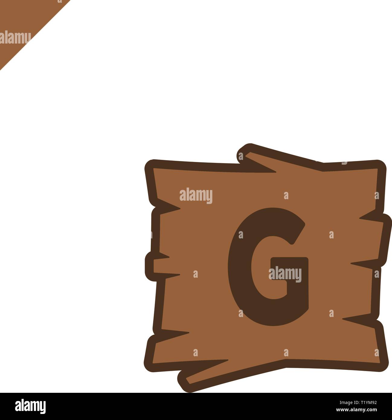 Wooden alphabet or font blocks with letter g in wood texture area with ...