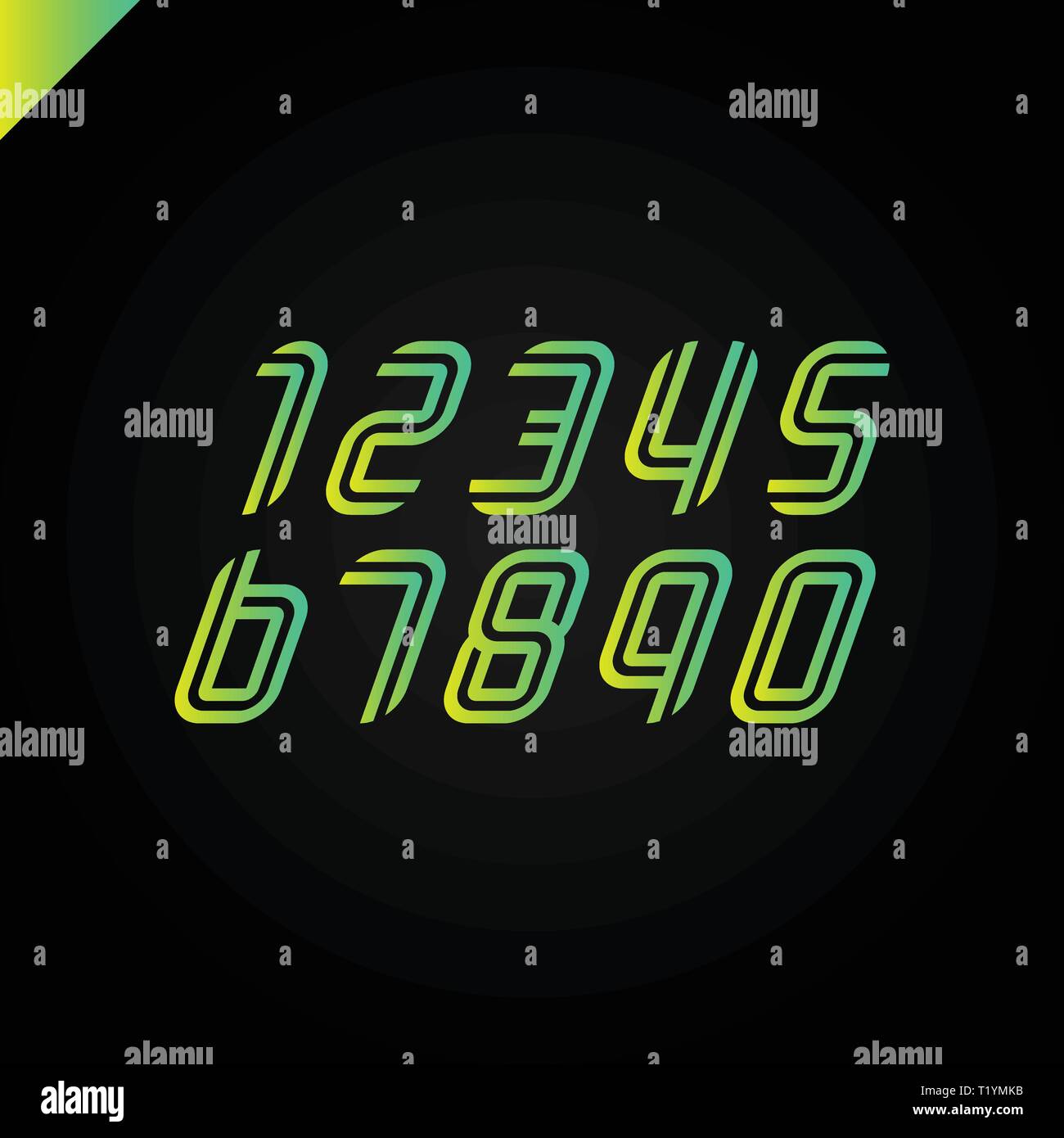 Sport Font Numbers set logos formed by parallel lines. Vector design ...