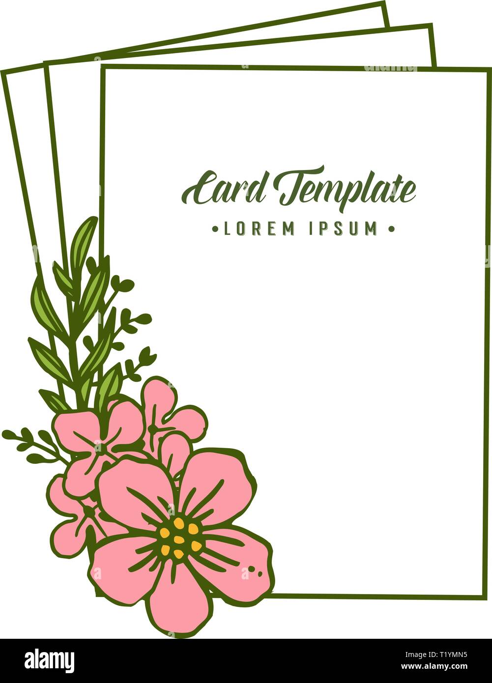 Vector illustration pattern art pink flower frame with decorative of ...