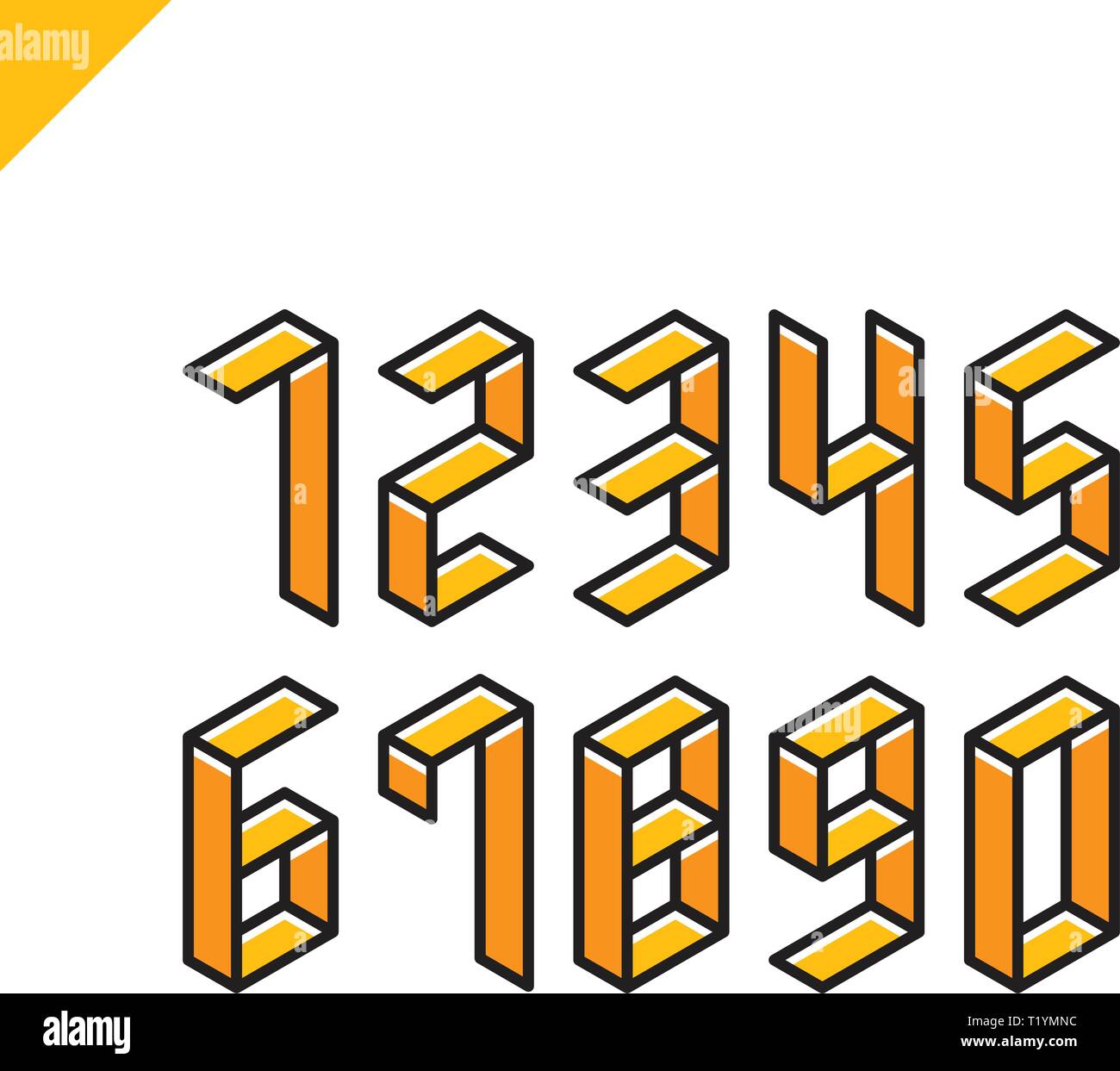 Collection of the orange color isometric sport numbers set. Vector ...