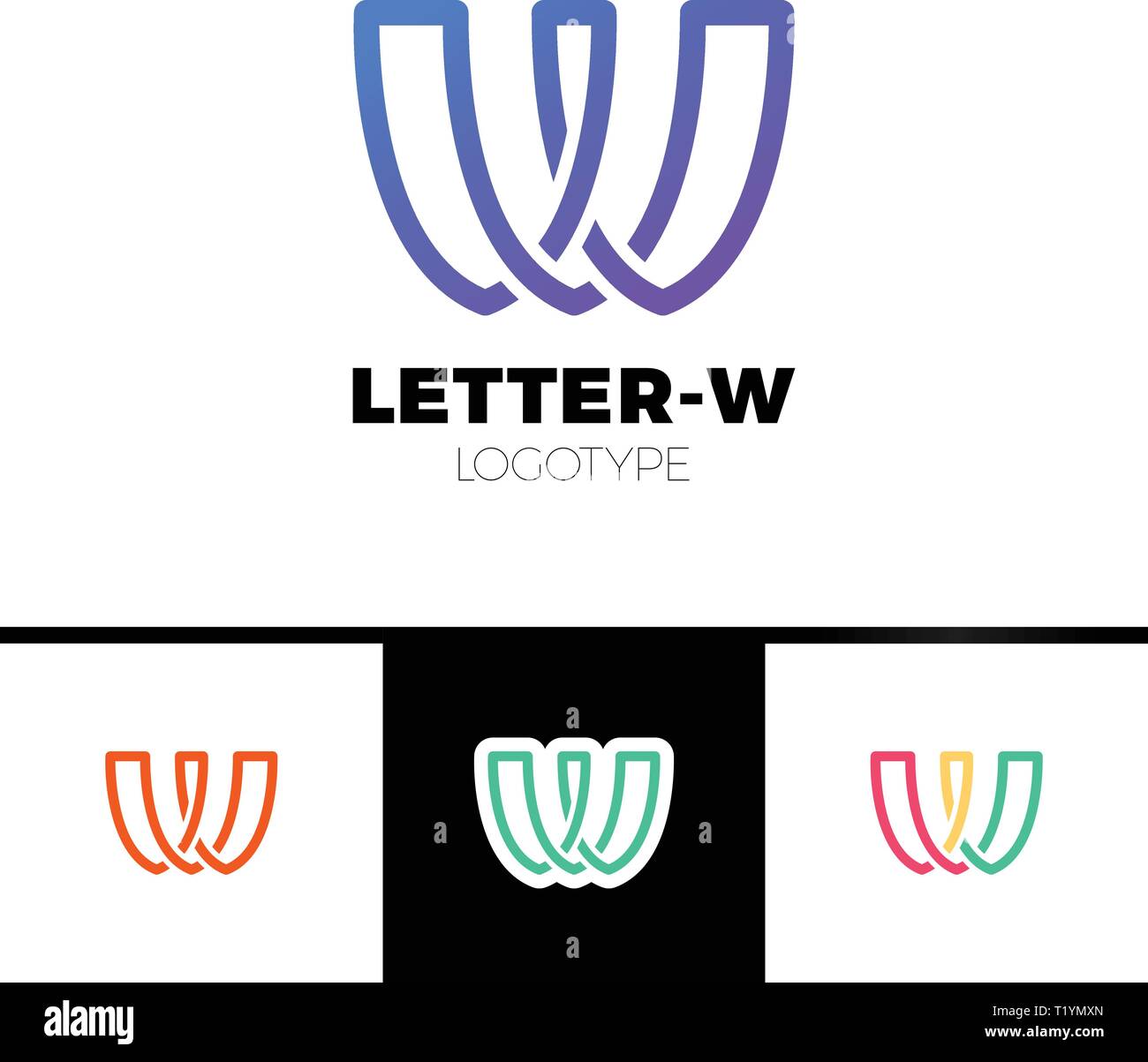 Creative modern unique minimal connected artistic blue color W WV VW V ...