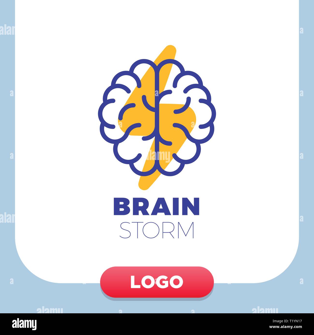 Brain Logo with thunderbolt vector design layout. Creative idea symbol ...
