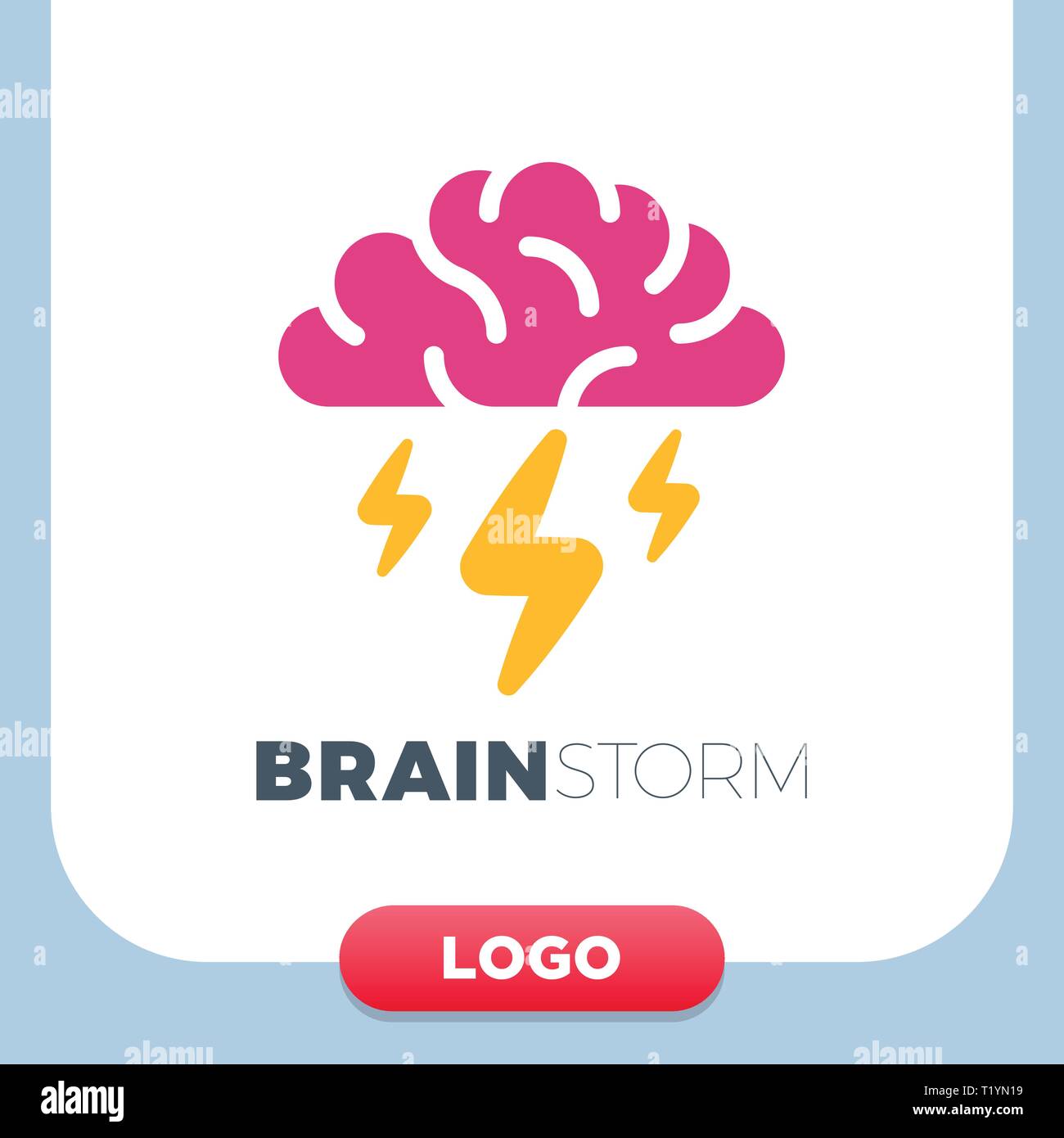 Brain Logo with thunderbolt vector design layout. Creative idea symbol ...