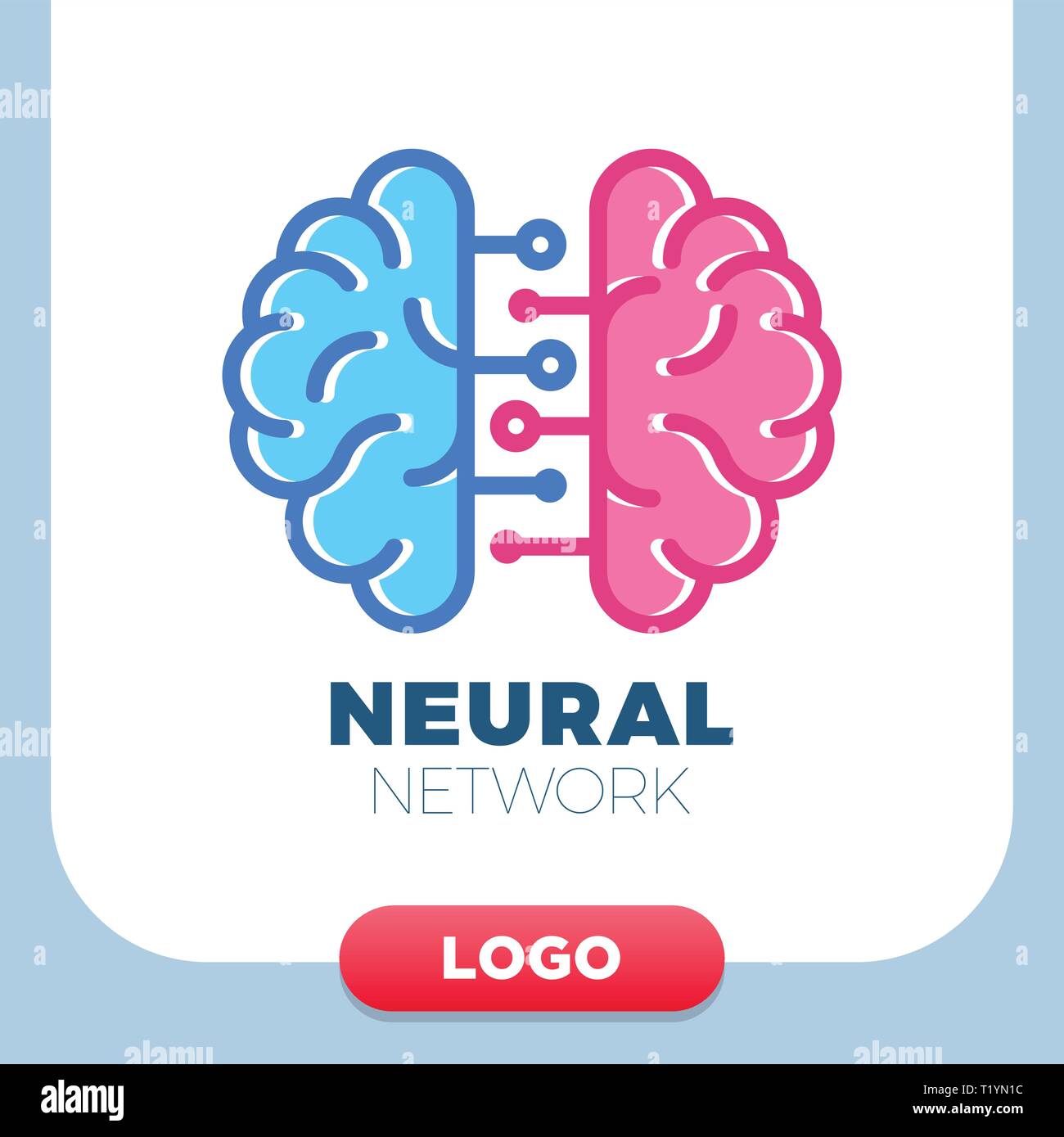 Neural networks human brain logo icon. Chip or tech creative symbol ...